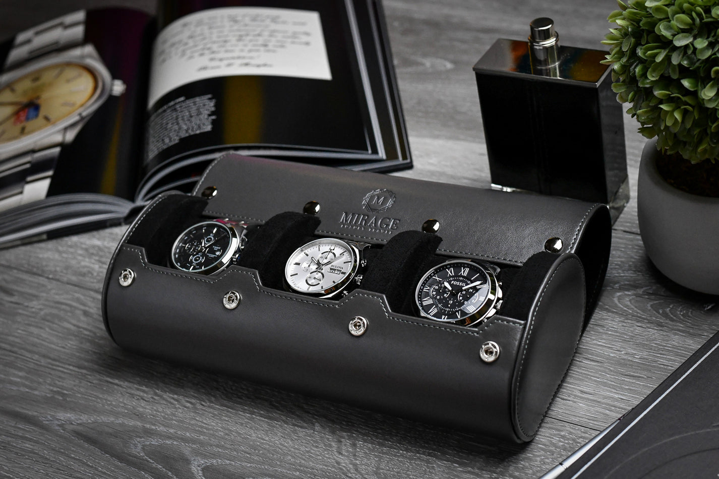 Watch Travel Case - Mirage 3 Watch Roll - Slate Gray – MIRAGE LUXURY TRAVEL