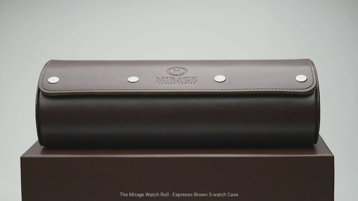 Mirage watch rolll Espresso Brown Watch Roll Case - 3 Watches – MIRAGE ...